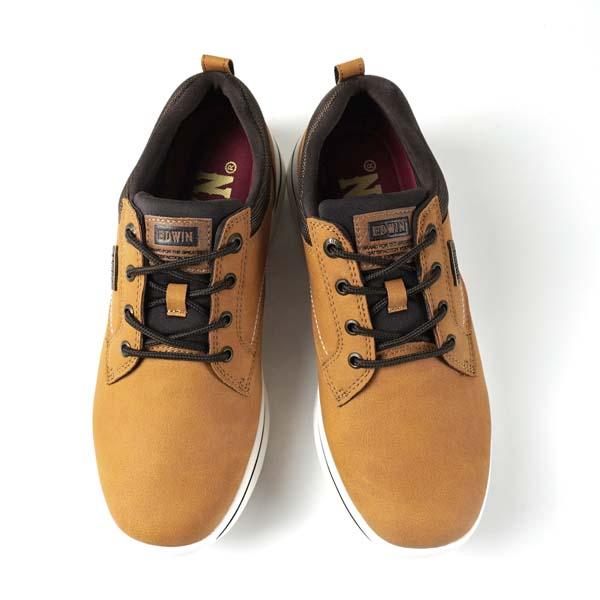 EDWIN エドウィン カジュアルシューズ EDW-7645 プレーントゥ オックスフォード ウォーキング ワークシューズ 黒 黄 4E/幅広 軽量 送料無料 メンズ : クリックマーケット ...