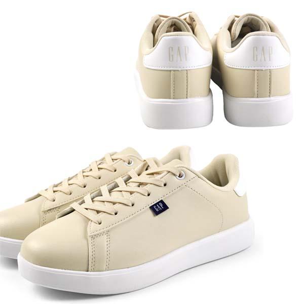 ギャップ GAP コートスニーカー GPU12401 合成皮革 ベージュ 黒 白 軽量 ユニセックスモデル カジュアル スポーティ シンプル レディース/メンズ 送料無料 ...
