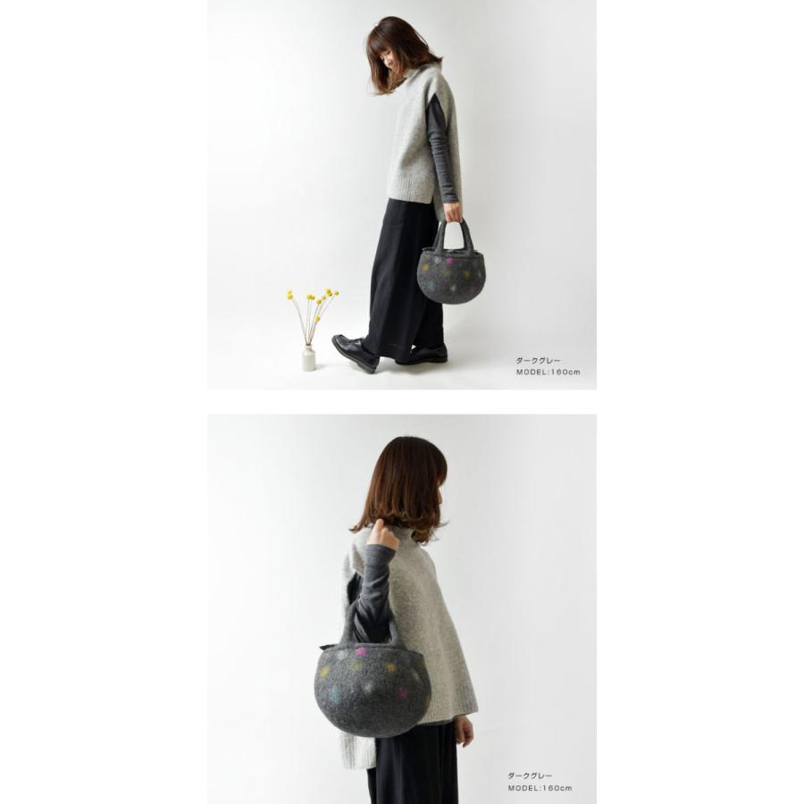 SALE 40%OFF Ena Kuam エナクアム まるぽてドット フェルト バッグ (21aku012)レディース 秋 冬 ハンドバッグ トートバッグ 通勤 買い物 ウールバッグ ナチュ ...