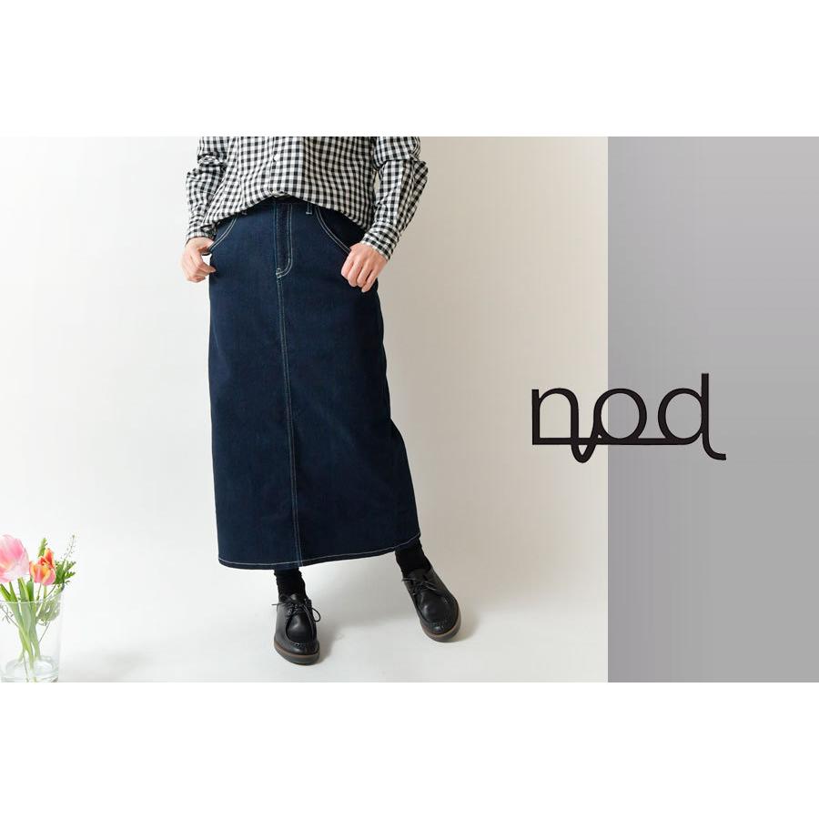10%OFFクーポン スカート nod ノッド リサイクル デニム ストレッチ セミタイト n5049 レディース 春 夏 ナチュラル 大人 ...