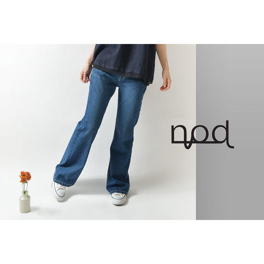 SALE 40%OFF nod ノッド リサイクル デニム ストレッチ フレアー パンツ(n5124)レディース ブーツカット ジーンズ 秋 ...