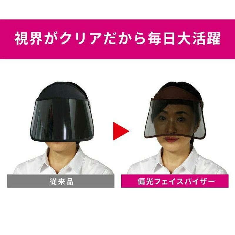 UVカット 偏光フェイスバイザー ワイド＆ロングタイプ つば 17cm 偏光サンバイザー ワイド サンバイザー フェイスカバー UVカットサン ...