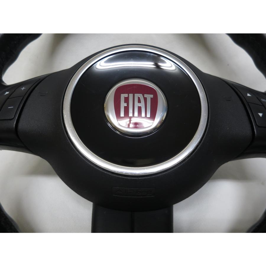 フィアット 500 312 純正 革 ステアリング ハンドル エアバック エアーバック 61924331 735452889 C383 6192 4050 C 管理番号（W-4323 ...