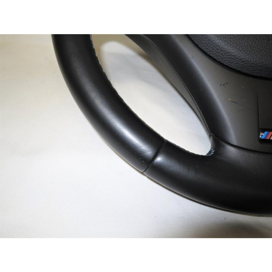 希少! Mステッチ! E92 M3 6速 MT純正 革 ステアリング ハンドル エアバックMボタン スイッチE90 E91 E93 E87 E88管理番号（W-4176）インフレーター無し ...