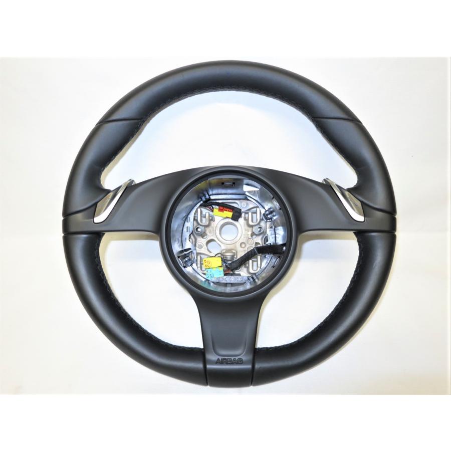 美品! 991 ポルシェ 純正 革 ステアリング ハンドル 991.347.803.39 A34 99134780339 schwarz 黒 911 987 管理番号（W-4089） : 松下 ...