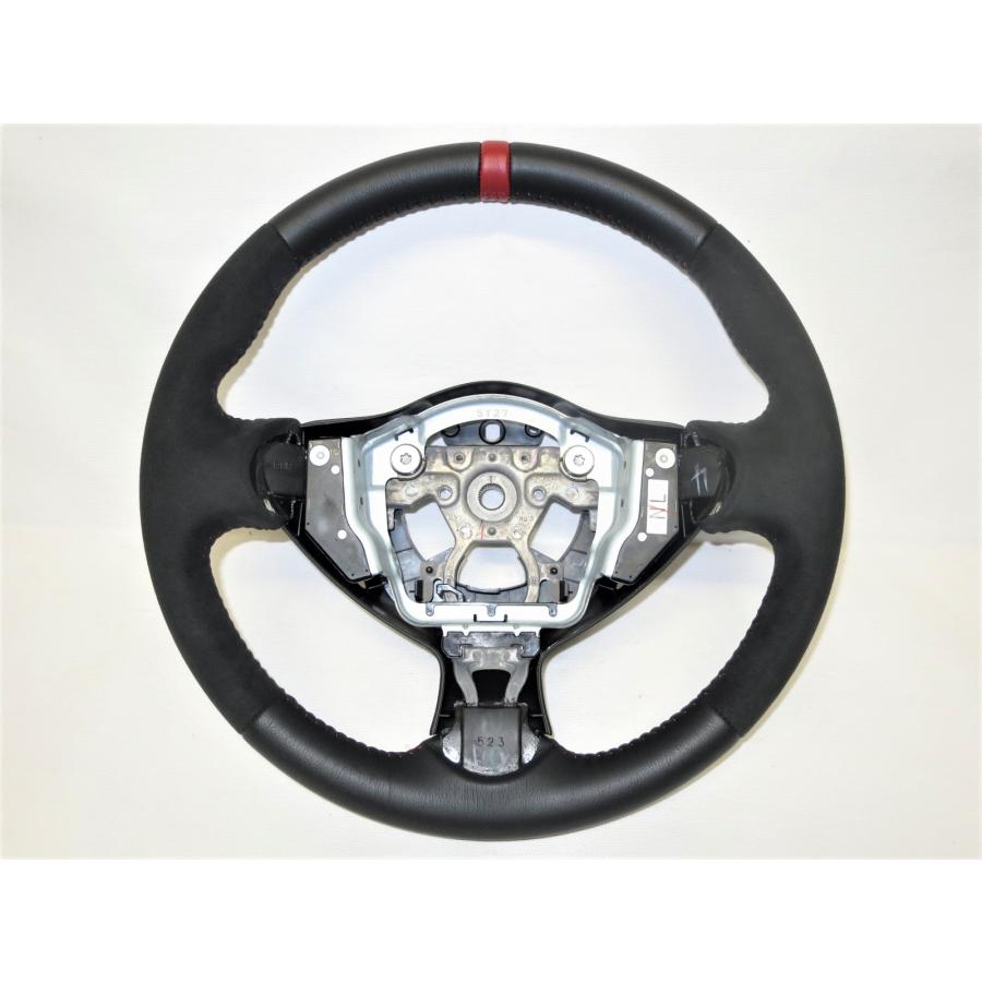 新同!レッドステッチ! マーチ K13 ニスモ 純正 アルカンターラ 革 ステアリング ハンドル キューブ Z12 ノート E12管理番号（W-4761） : 松下自動車 ヤフーショッピング店 ...