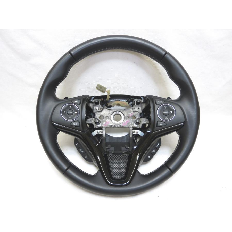 美品! スムースレザー! ヴェゼル RU3 RU4 RU1 RU2 ハイブリッドRS 純正 革 ステアリング ハンドル 78501-T7A ...