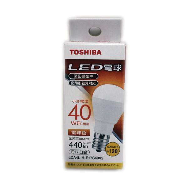 TOSHIBA 東芝 LED電球 電球色 LDA4L-H-E17S40V2 光の広がり120度 40形相当 E17口金 断熱材施工器具・密閉型器具対応 LDA4LHE17S40V2 1個 在庫 ...