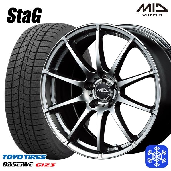 TOYO TIRES クラウンスポーツ 235/60R18インチ トーヨー オブザーブ ギズ3 GIZ3 5H114.3 スタッドレスタイヤホイール4本セット MID シュナイダー スタッグ ...
