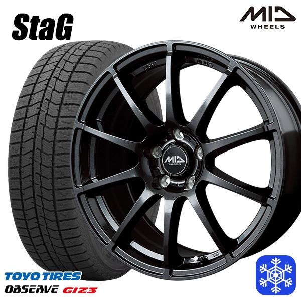 TOYO TIRES クラウンスポーツ 235/60R18インチ トーヨー オブザーブ ギズ3 GIZ3 5H114.3 スタッドレスタイヤホイール4本セット MID シュナイダー スタッグ ...