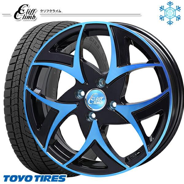 TOYO TIRES 185/65R15インチ OBSERVE GIZ2 トーヨー オブザーブ ギズ2 4H100 スタッドレスタイヤホイール4本セット クリフクライム TC05 ブルー ...