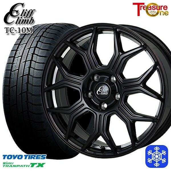 235/60R18インチ TOYO トーヨー ウィンター トランパス TX 5H114.3 スタッドレスタイヤホイール4本セット トレジャーワン クリフクライム TC10M BK ...