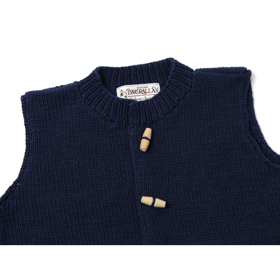 INVERALLAN インバーアラン デニムヤーン ハンドニット ベスト 26D メンズ レディース ウール 手編み アランニット ニット : MAVAZI(IMPORT CLOTHING ...