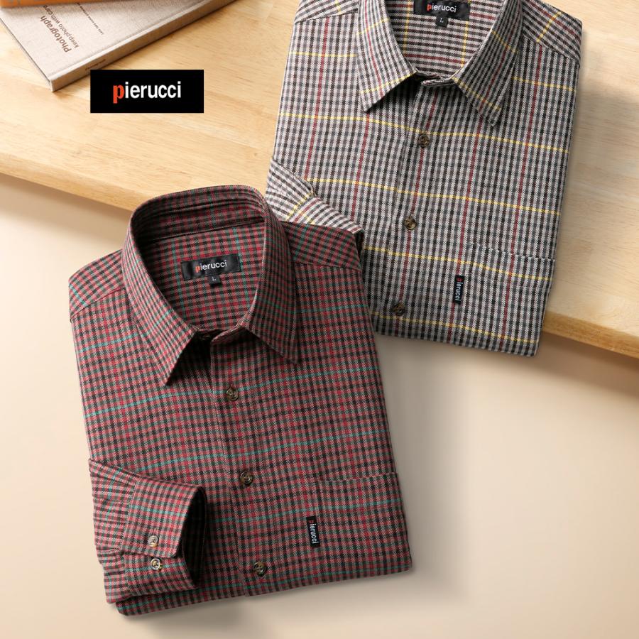 メンズ シャツ チェック シニア ウール カジュアル 格子柄 長袖 冬 秋 春 ピエルッチ GV-059 : マックスコスメ - 通販 - Yahoo!ショッピング