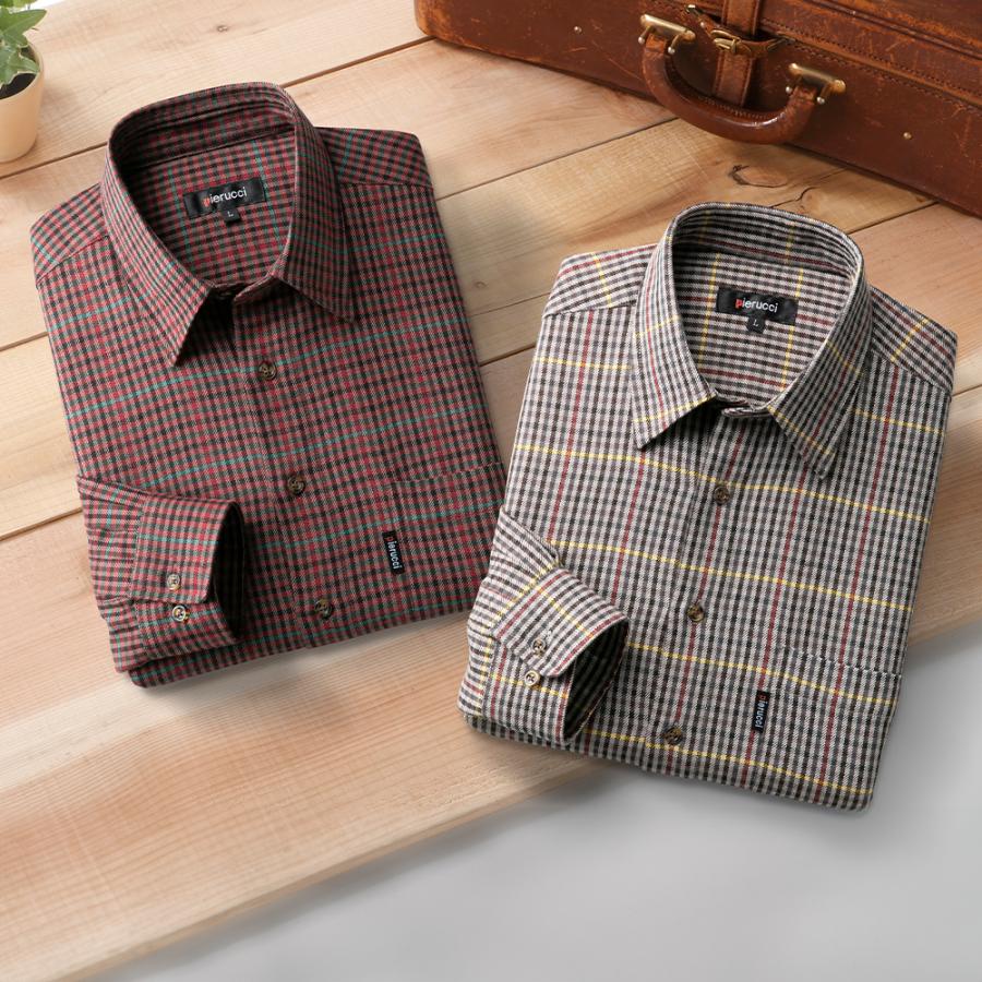 メンズ シャツ チェック シニア ウール カジュアル 格子柄 長袖 冬 秋 春 ピエルッチ GV-059 : マックスコスメ - 通販 - Yahoo!ショッピング