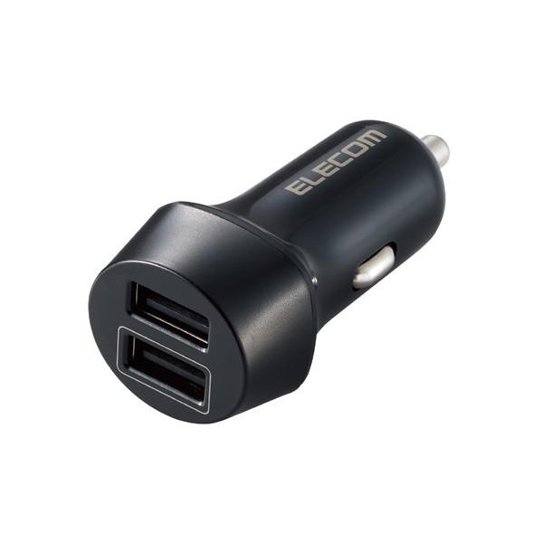 ELECOM MPA-CCU16BK シガーソケット カーチャージャー 合計出力12W 2ポート USB A ×2 おまかせ充電 (iPhone Android 各種対応) 車 充電器 ...