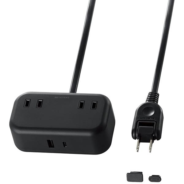エレコム T-U04-2210BK USBタップ/USB Type-C×1(最大20W)/USB-A×1(最大12W)/最大出力20W/AC差込口×2/1.0m/ブラック メーカー直送 ...