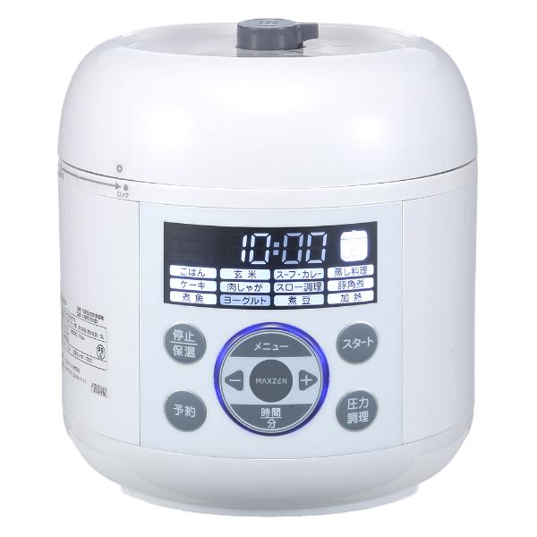MAXZEN（マクスゼン） 電気圧力鍋 圧力鍋 MAXZEN 2L 炊飯器 3合 簡単 時短 保温 多機能 コンパクト シンプル 蒸し調理 ヨーグルト ケーキ MEPC-TX301-WH ...