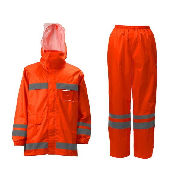 カジメイク 3810 視認性レインスーツ オレンジ L : MAXZEN Direct Yahoo!店 - 通販 - Yahoo!ショッピング