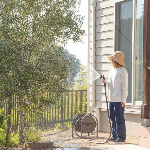 GREEN LIFE ホースリール 30m おしゃれ コンパクト 洗車 水やり ガーデニング グリーンライフ HR-L30D(BR) スチールホースリールセット ブラウン : MAXZEN ...