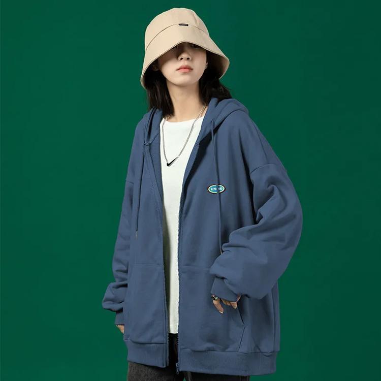 パーカー 可愛い 大きめ 春 薄手 ジップアップ 長袖 おしゃれ 韓国 スウェット トレーナー 大きいサイズ ゆったり フード付き 体型カバー ...