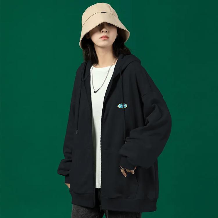 パーカー 可愛い 大きめ 春 薄手 ジップアップ 長袖 おしゃれ 韓国 スウェット トレーナー 大きいサイズ ゆったり フード付き 体型カバー ...