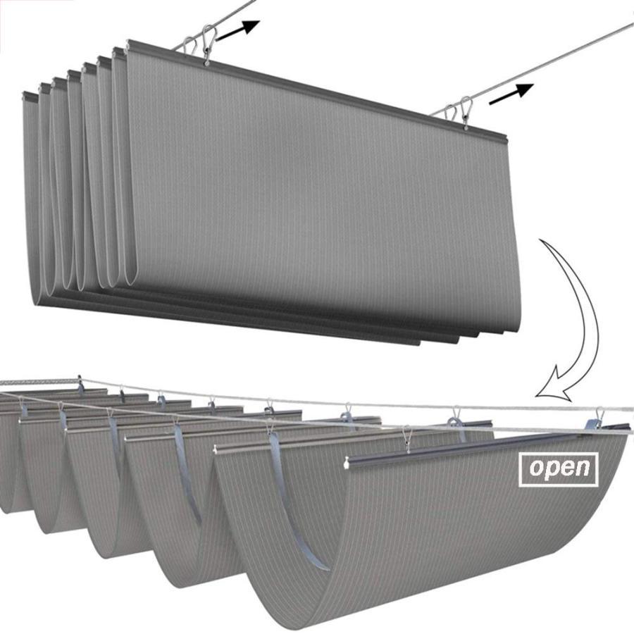 開閉式パーゴラキャノピーシェードカバー、 伸縮式ローマンウェーブシェードセイルがグレードアップ 交換用遮光布 パティオデッキ・パーゴラ ...