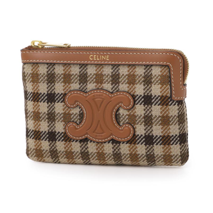 CELINE（セリーヌ） コインケース COIN & CARD POUCH WITH HOOK ポーチ ブラウン レディース 10c66 ...