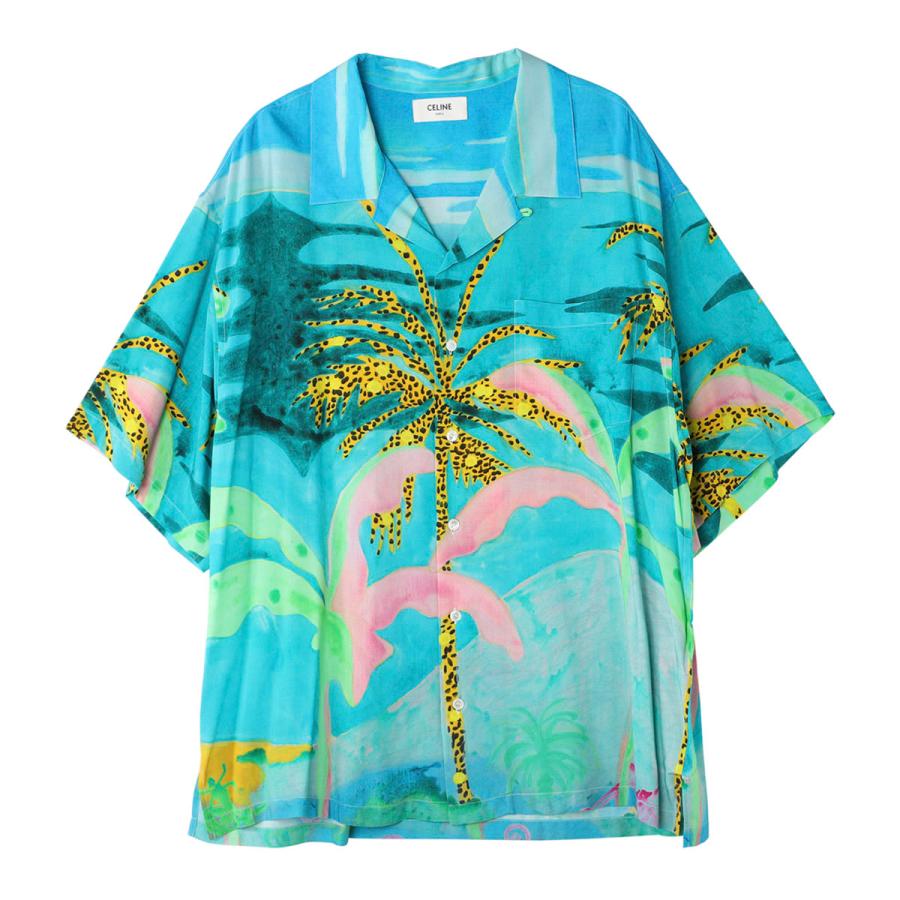 CELINE セリーヌ 半袖シャツ 半袖オープンカラーシャツ ブルー メンズ 2c517-424m-14ml : モダンブルーYahoo!店 ...