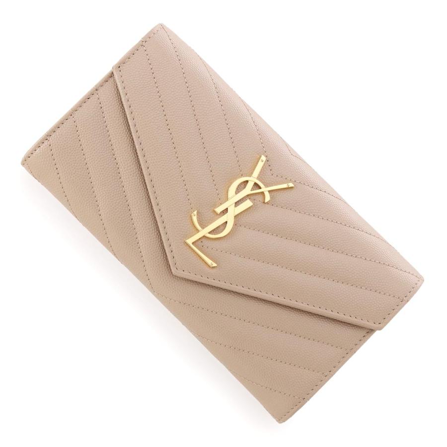 SAINT LAURENT サンローラン 長財布 小銭入れ付き MONOGRAM ベージュ レディース 372264-bow01-2721 ...