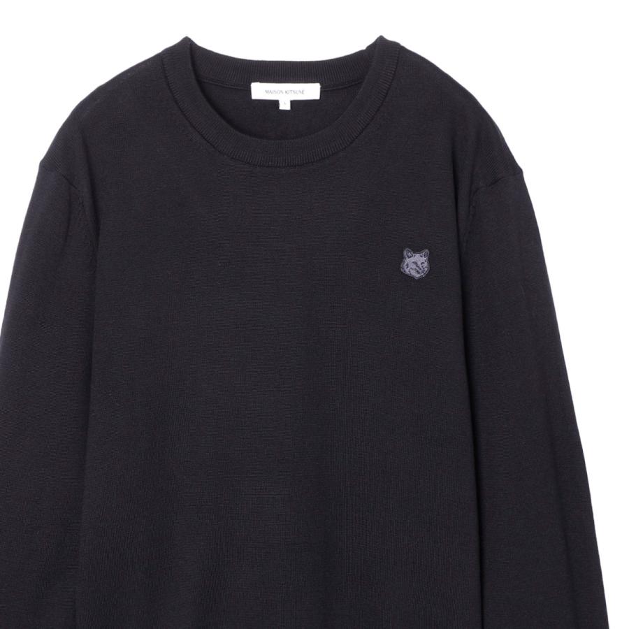 MAISON KITSUNE メゾンキツネ クルーネックセーター BOLD FOX HEAD PATCH REGULAR JUMPER ブラック メンズ lm00811kt1036-p199 ...