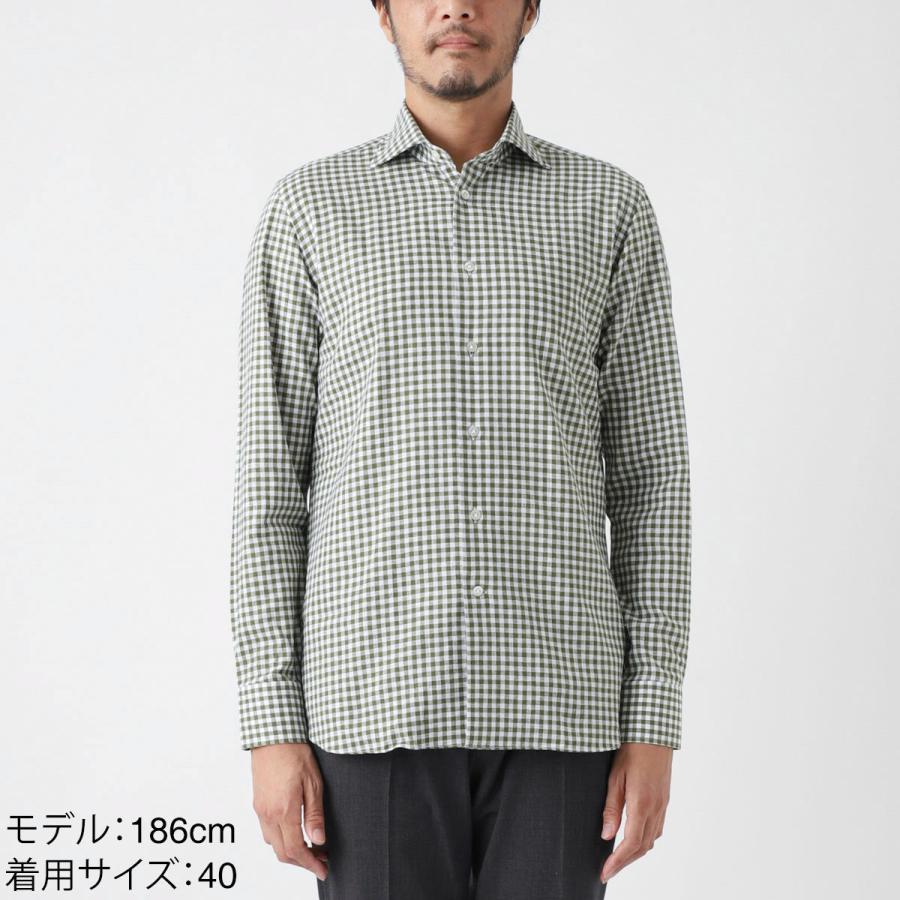 ボリエッロ BORRIELLO ワイドカラー シャツ MARECHIARO SLIM FIT セミワイドカラー フレンチカラー グリーン メンズ marechiaro-a1-18050-5 ...