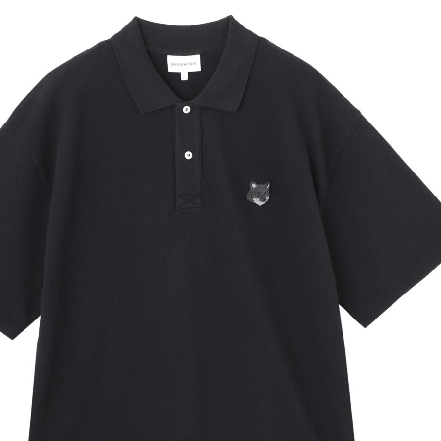 メゾンキツネ MAISON KITSUNE ポロシャツ BOLD FOX HEAD PATCH OVERSIZE POLO メンズ mm00202kj7010-p199-black ...