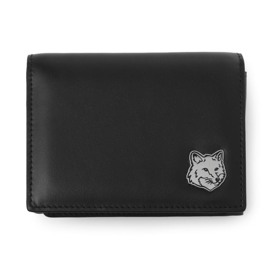 MAISON KITSUNE メゾンキツネ 3つ折り財布 小銭入れ付き FOX HEAD TRIFOLD WALLET ブラック メンズ mm05345lc0043-p199-black ...
