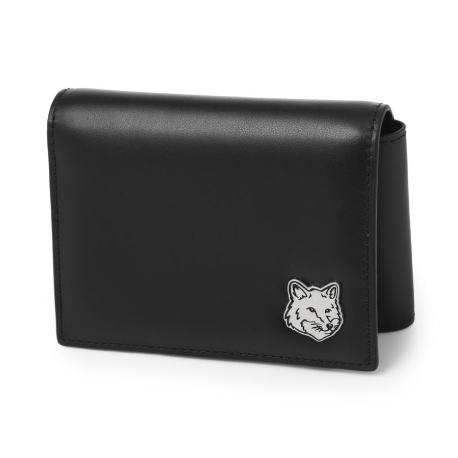 MAISON KITSUNE メゾンキツネ 3つ折り財布 小銭入れ付き FOX HEAD TRIFOLD WALLET ブラック メンズ mm05345lc0043-p199-black ...