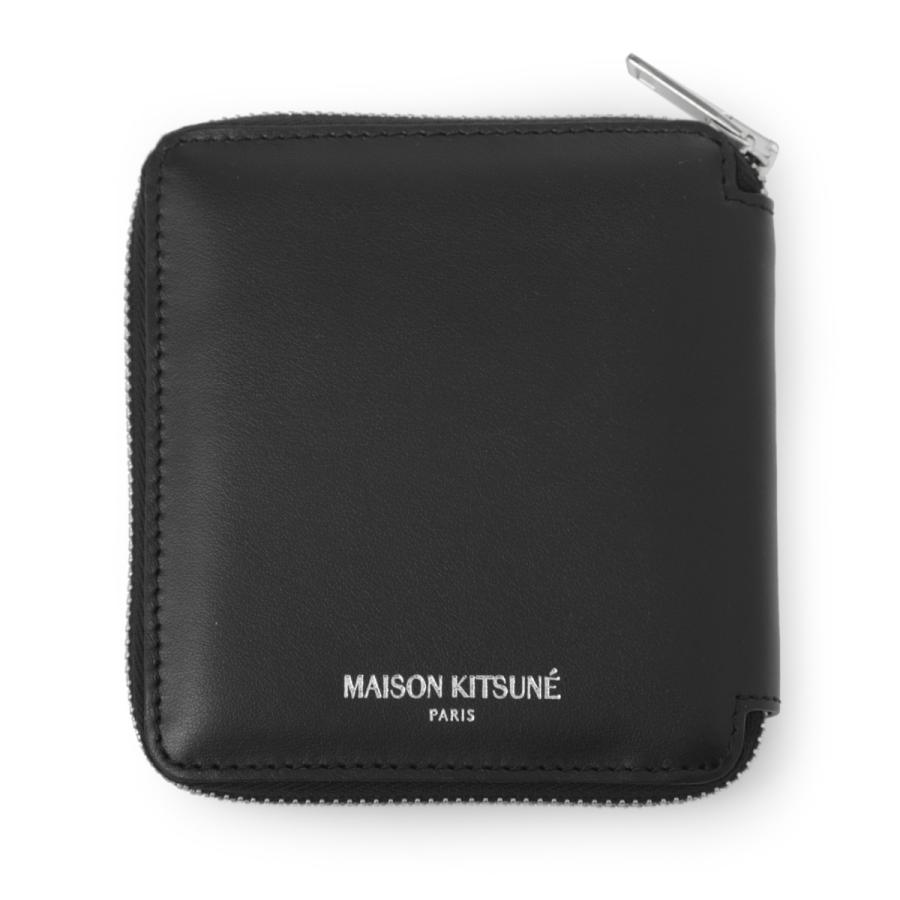 メゾンキツネ MAISON KITSUNE 2つ折り財布 小銭入れ付き FOX HEAD SQUARE ZIPPED WALLET ブラック メンズ mm05346lc0043-p199 ...