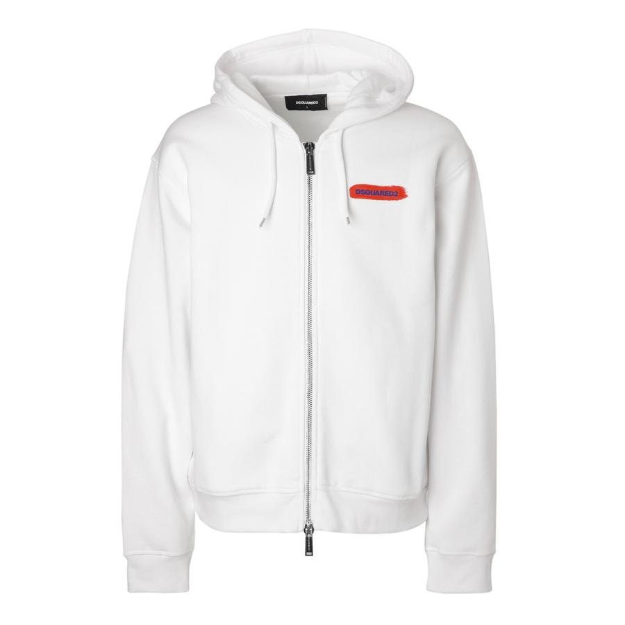 DSQUARED2 ディースクエアード ジップアップパーカ D2 SURF ZIP COOL HOODIE ホワイト メンズ ...