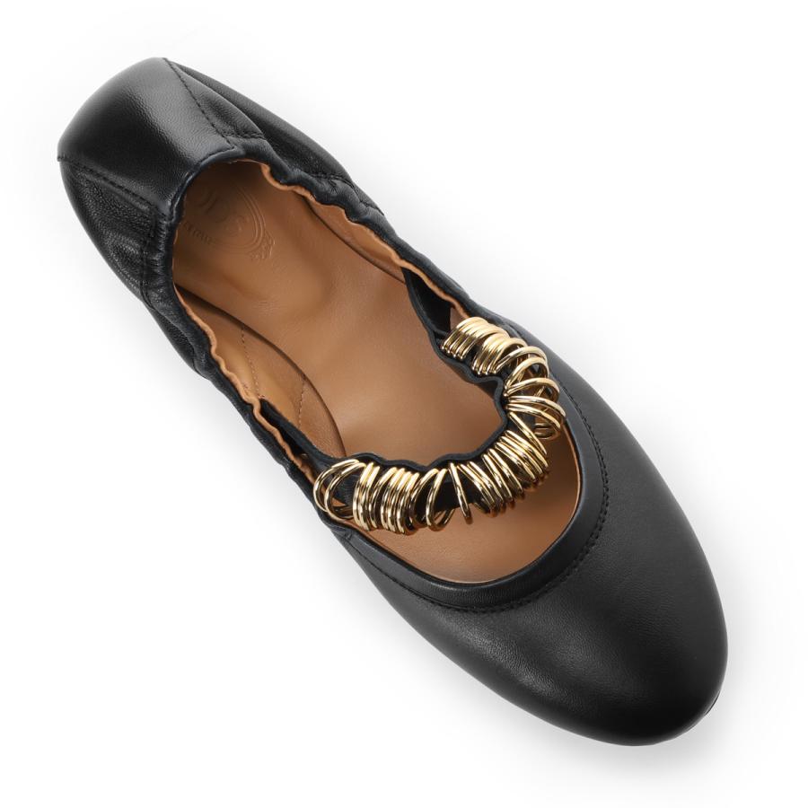 TOD'S トッズ TODS バレエシューズ BALLERINA DEE FASCIA ANELLI ギャザー パンプス メリージェーン ブラック レディース ...