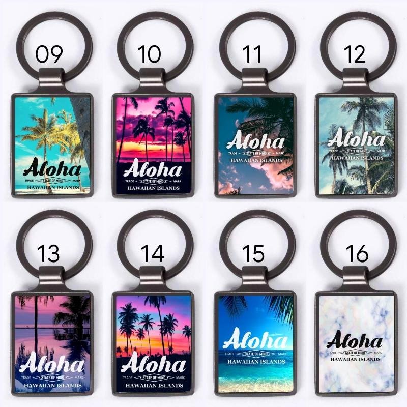 KEY - ALOHA キーリング キーホルダー キーチェーン HAWAII ハワイ アロハ ヤシの木 プルメリア BEACH : MCASE ...
