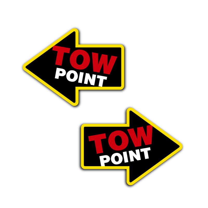 (反射) TOW POINT ステッカー 矢印タイプ ((黄黒ベース赤文字)) 小 7.5cm 2枚セット 牽引 牽引フック 車 カー ...
