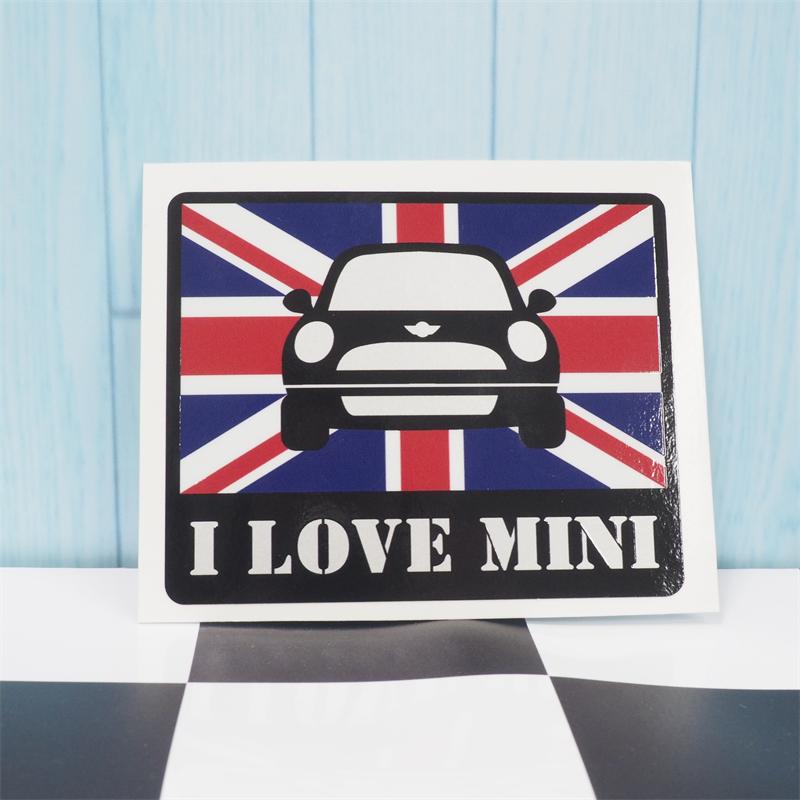 I LOVE mini ステッカー デカール シルバー ミニクーパー minicooper ワンポイント 10cm 1枚 : マニアック ...