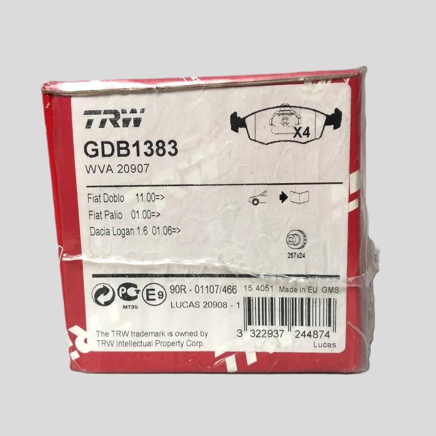 FIAT フィアット プント (188) 1.8L 1999~ ＜ブレーキパッド フロント＞ 77362180 「TRW」 GDB1383 : h-gdb1383-1 : MDR ヤフー店 ...