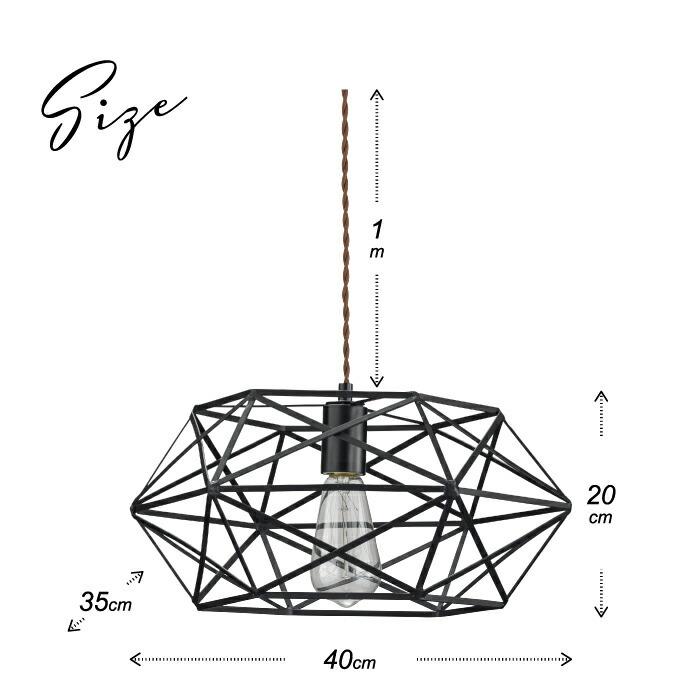 ペンダントライト 吊下げ灯 1灯 電気傘 エジソン電球L付き 60W E26 電球色 白熱電球 フィラメント 白熱球 照明器具 フレーム 北欧風 店舗 インテリア おしゃれ : mecu ...