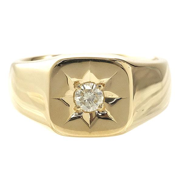 送料無料 本物 ダイヤモンドリング 印台 指輪 K18YGイエローゴールド ダイヤ0.31ct 23号 仕上げ済み メンズアクセサリー 高級 普段使い : MEDAKA ヤフーショップ ...