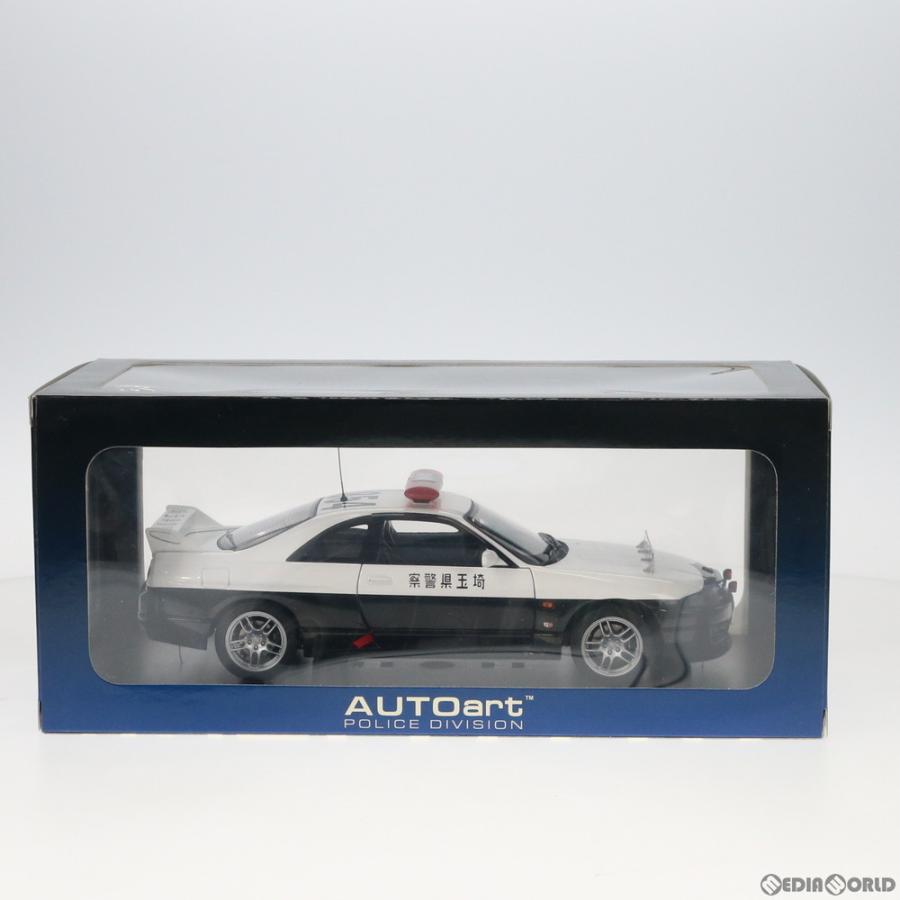 オートアート 『中古即納』{FIG} 日産 スカイライン GT-R R33 ポリスカー(埼玉県警) #854(ホワイト×ブラック ...