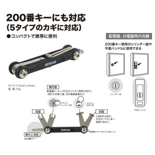 ネコポス配送可 ジェフコム DENSAN 盤用マルチキー 合鍵 BMK-5 5役 スペアキー 200番キー A121-H 0061 : 冷凍空調エアコン工具のメガストア - 通販 ...