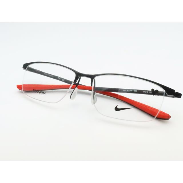 NIKE（ナイキ） ナイキメガネセット NIKE 6077AF 006 マットブラック チタン レンズつき完成品 度付き 度なし ダテメガネ ...