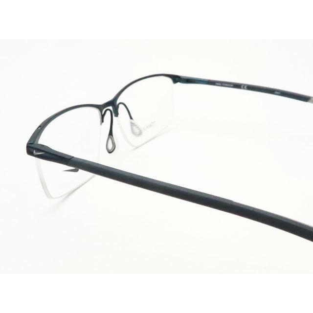 NIKE ナイキメガネセット NIKE 6077AF 406 ネイビー チタン レンズつき完成品 度付き 度なし ダテメガネ UVカット ...