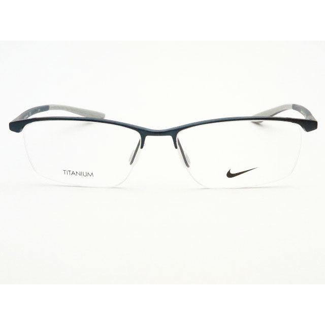 NIKE ナイキメガネセット NIKE 6077AF 406 ネイビー チタン レンズつき完成品 度付き 度なし ダテメガネ UVカット ...