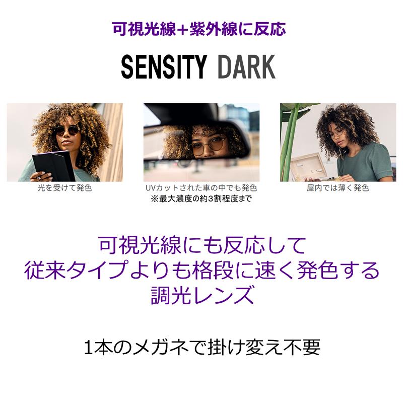 度付き 可視光調光レンズ センシティダーク 可視光+紫外線で色が変わる 調光レンズ HOYA製 1.60 1.67 球面 非球面 HOYA ...
